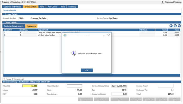 📝 How can I Resolve the 'Credit Limit Exceeded' Message? – Pinewood ...