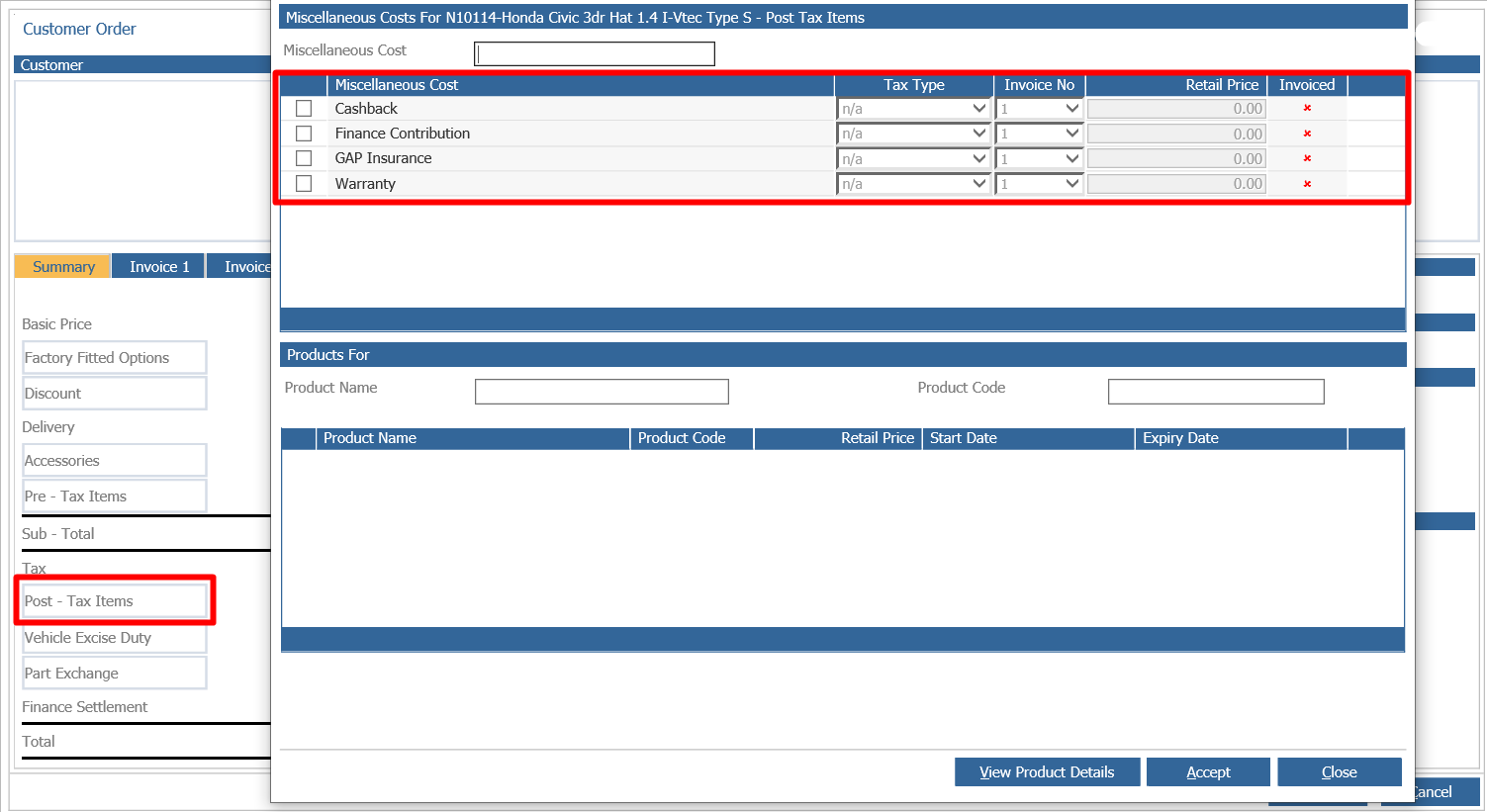 📝 Post Tax Items Not Showing in Customer Order Screen – Pinewood ...