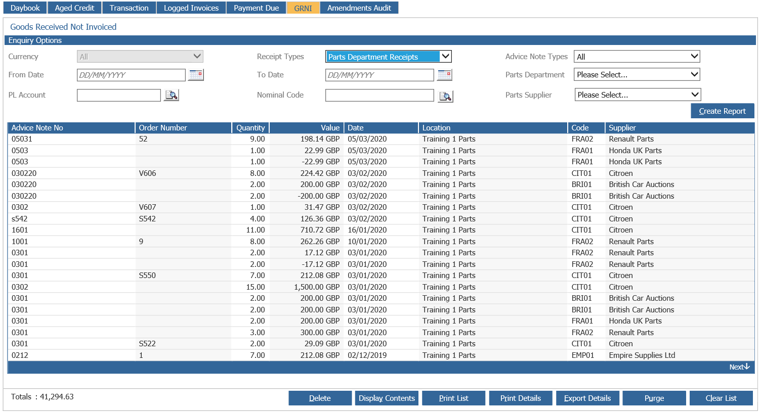 📝 Delete GRNI via GRNI report – Pinewood Technologies PLC