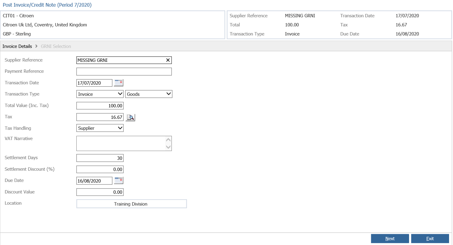📝 How to post a missing GRNI – Pinewood Technologies PLC