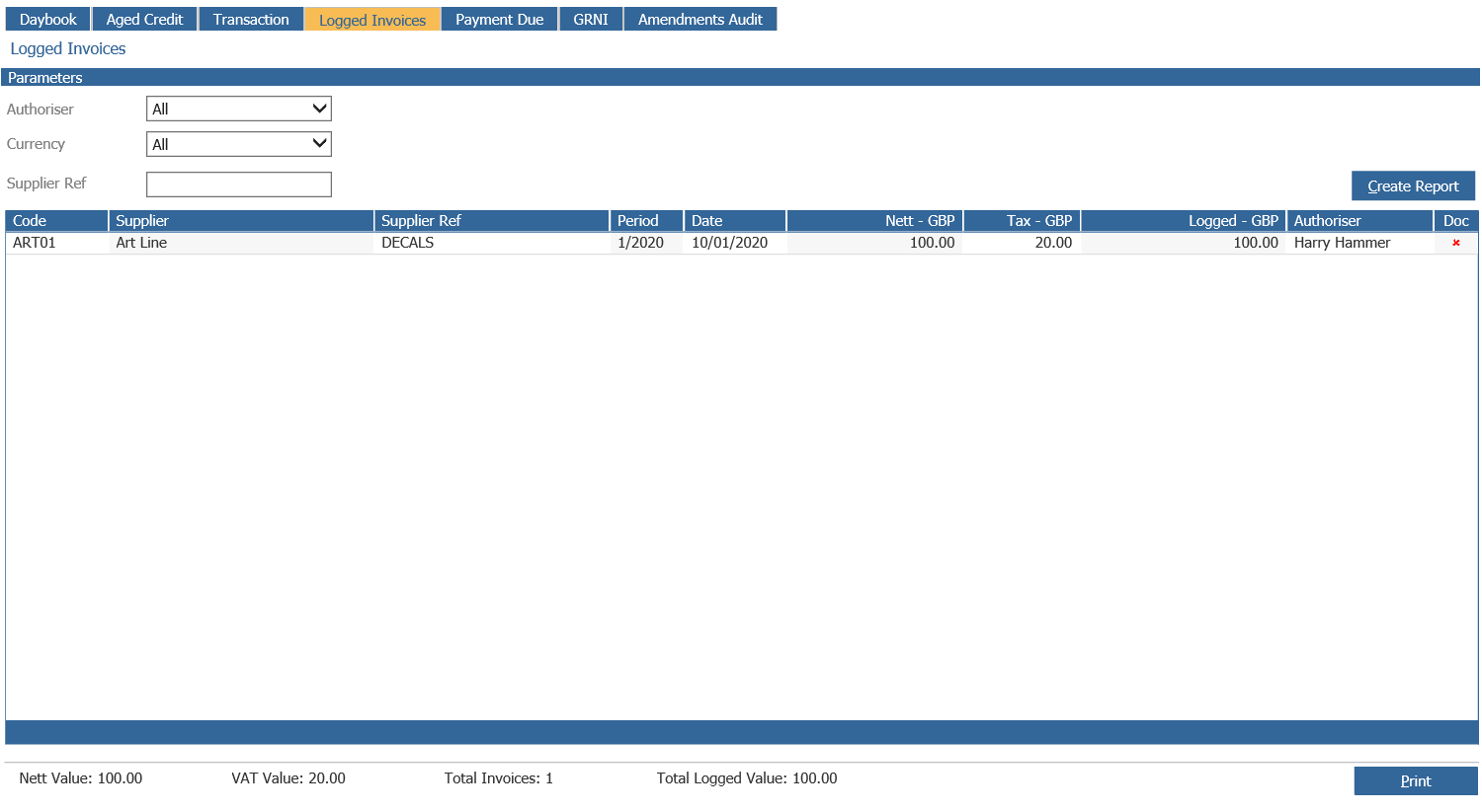 📝 Purchase Ledger Logged Invoices Reporting – Pinewood Technologies PLC