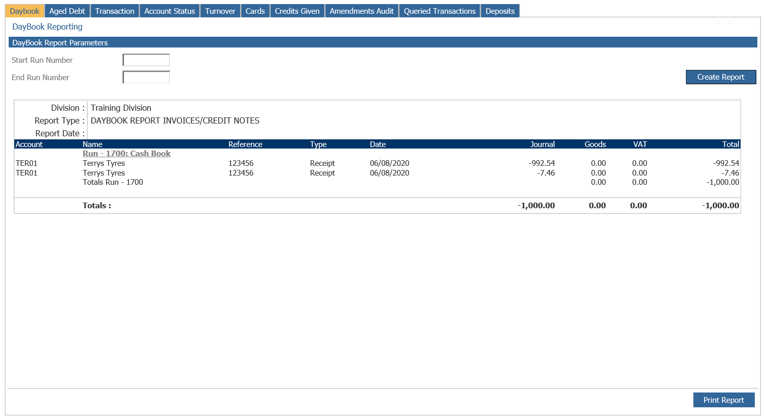 📝 Sales Ledger Reporting Daybook – Pinewood Technologies PLC