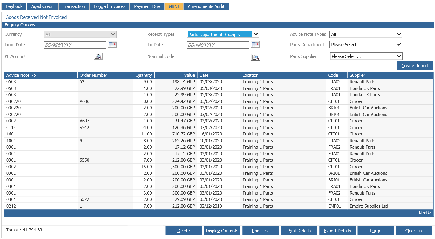 📝 Purchase Ledger GRNI Report – Pinewood Technologies PLC