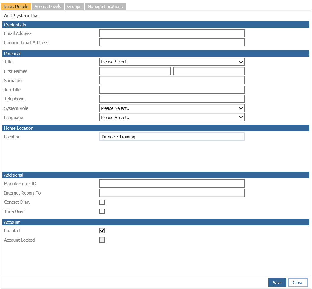 📝 Create A New User – Pinewood Technologies PLC