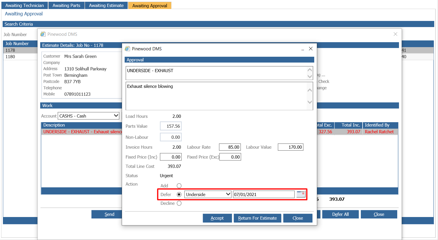 📝 Setting up a VHC Deferred Work Contact Plan – Pinewood Technologies PLC