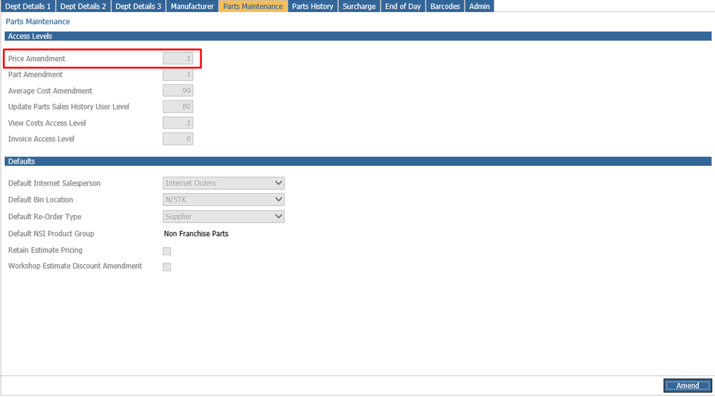 📝 I am unable to amend Parts Discount - how do I resolve this? – Pinewood Technologies PLC