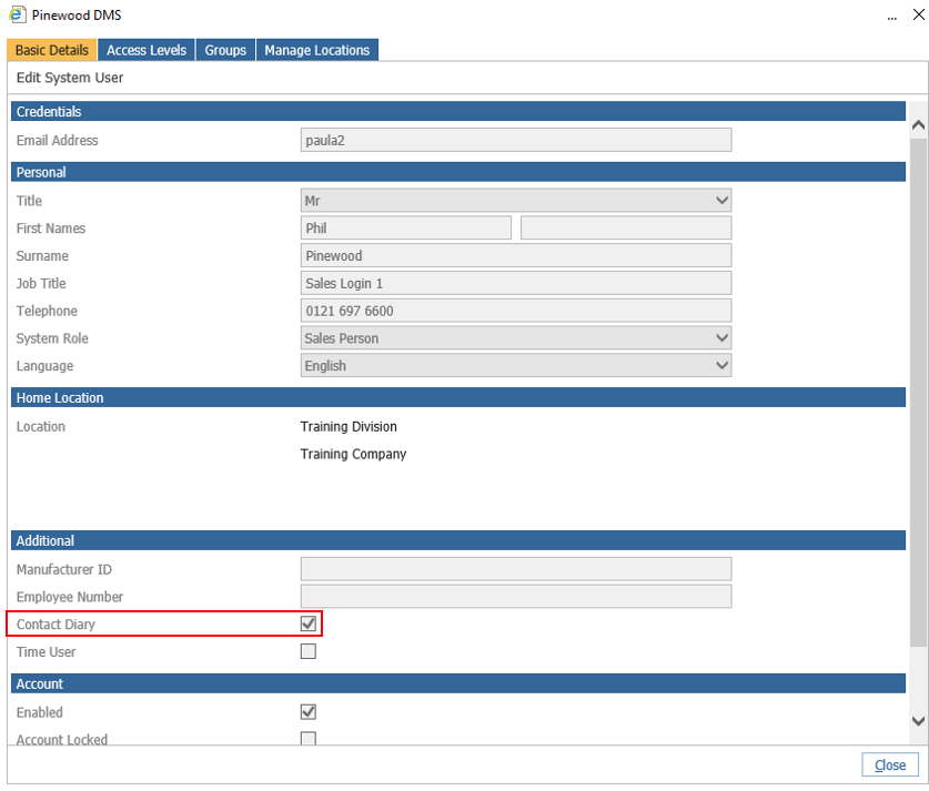 📝 Contact Diary – Pinewood Technologies PLC