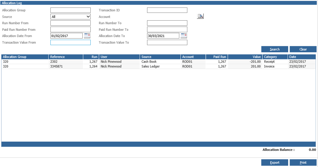 📝 Allocation Log Reporting – Pinewood Technologies PLC