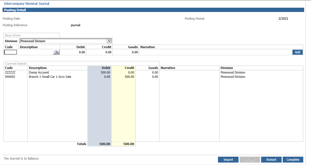 📝 Intercompany Journal – Pinewood Technologies PLC