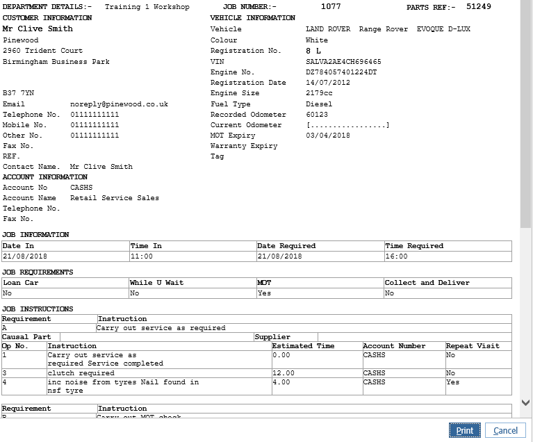📝 Print Job Cards – Pinewood Technologies PLC