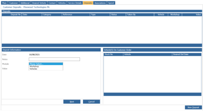 📝 Amend Access Levels For Deposits Tab Within CRM – Pinewood Technologies PLC