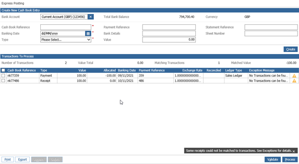 📝 Cash Book – Express Posting – Pinewood Technologies PLC
